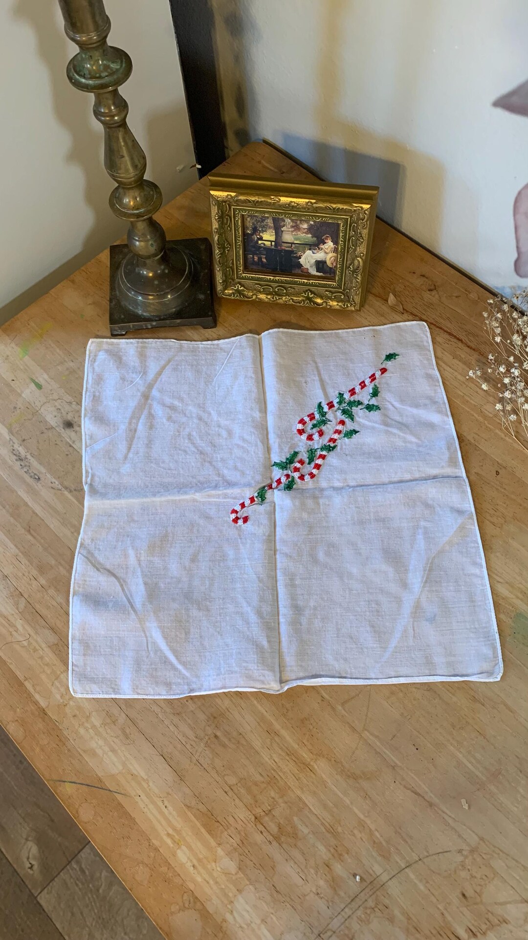 Candy Cane Handkerchief, Wedding Handkerchief, Handkerchief for Women ...