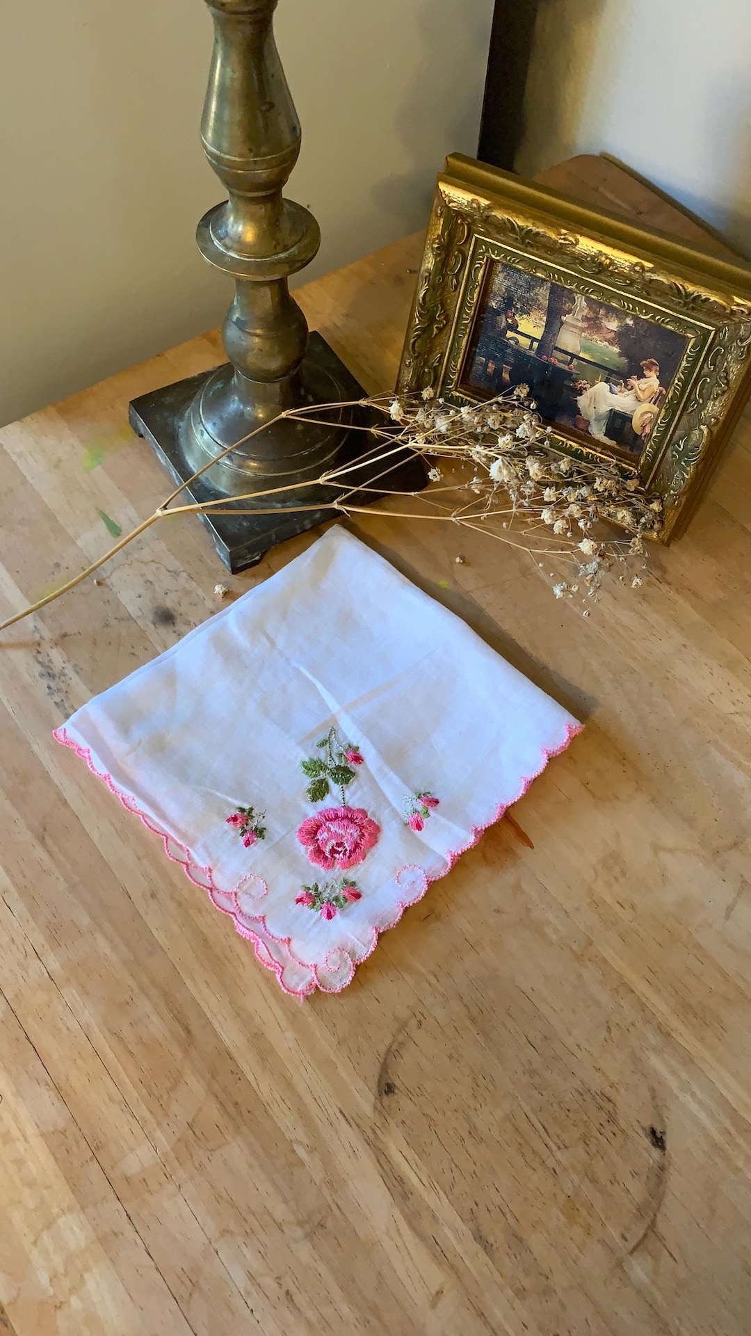 Bridesmaid Handkerchief, Vintage Embroidered Handkerchief, Handkerchief ...