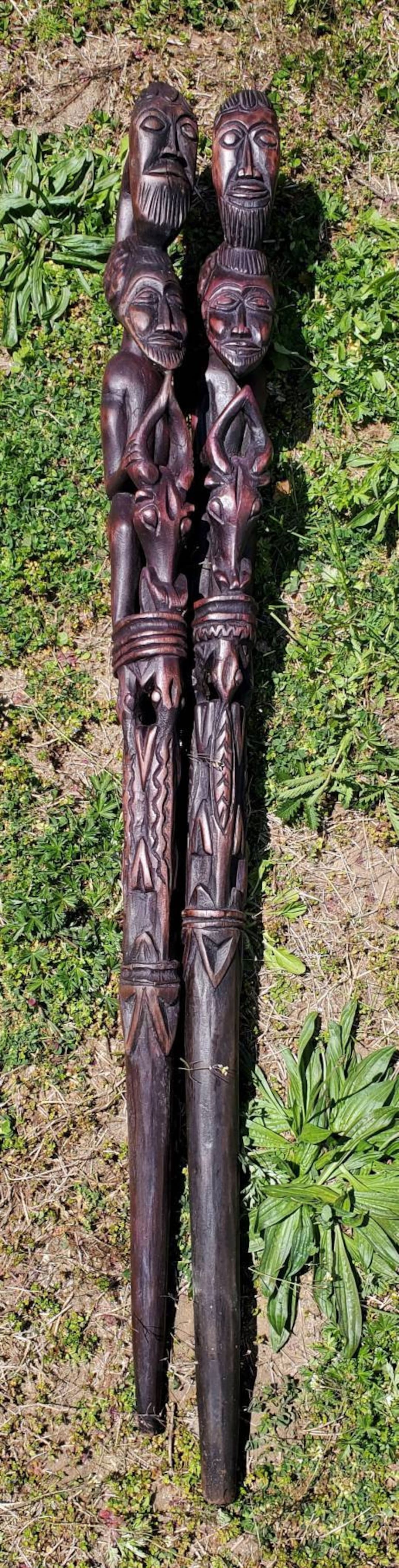 Lizard Cow Native Walking Stick Hand Carved From the Congo - Etsy