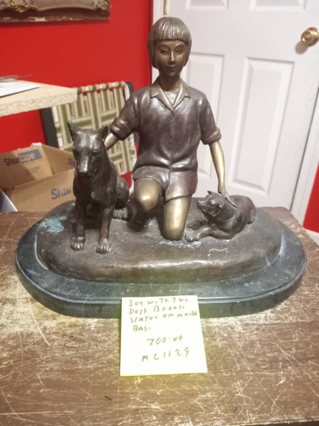 Young Boy With Two Dogs Bronze Statue From Japan Vintage - Etsy