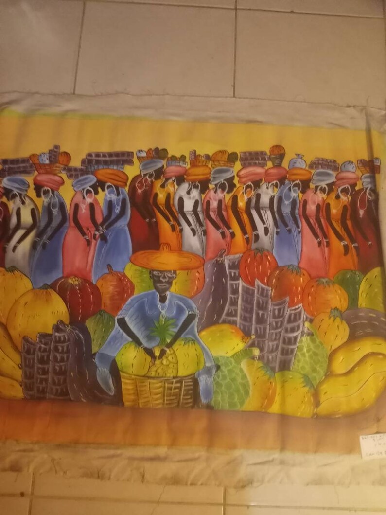 Hatians With Fruit Signed Acrylic Painting From Haiti Vintage - Etsy