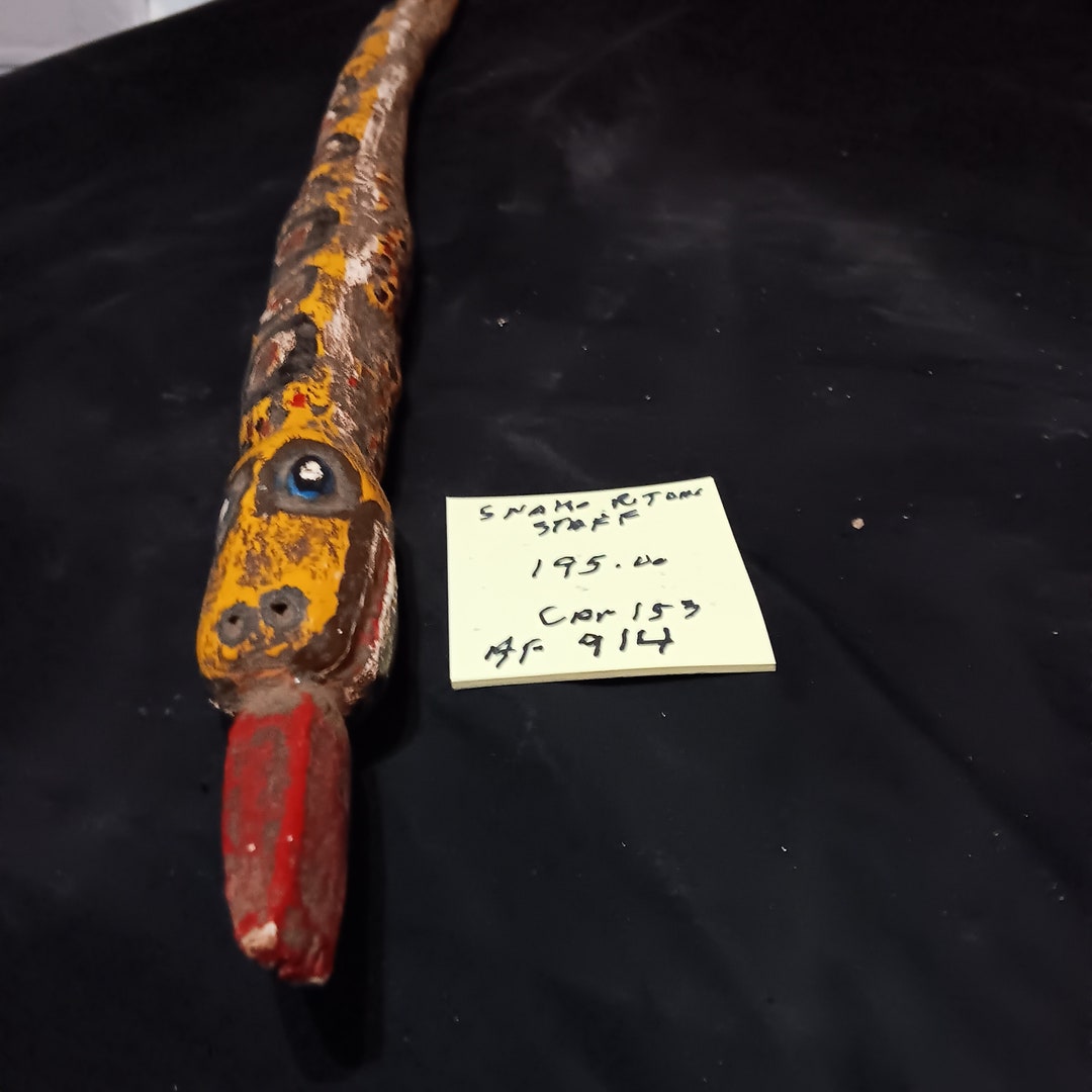 Snake Ritual Wood Staff Hand Carved by the Bambara Natives of Molly ...