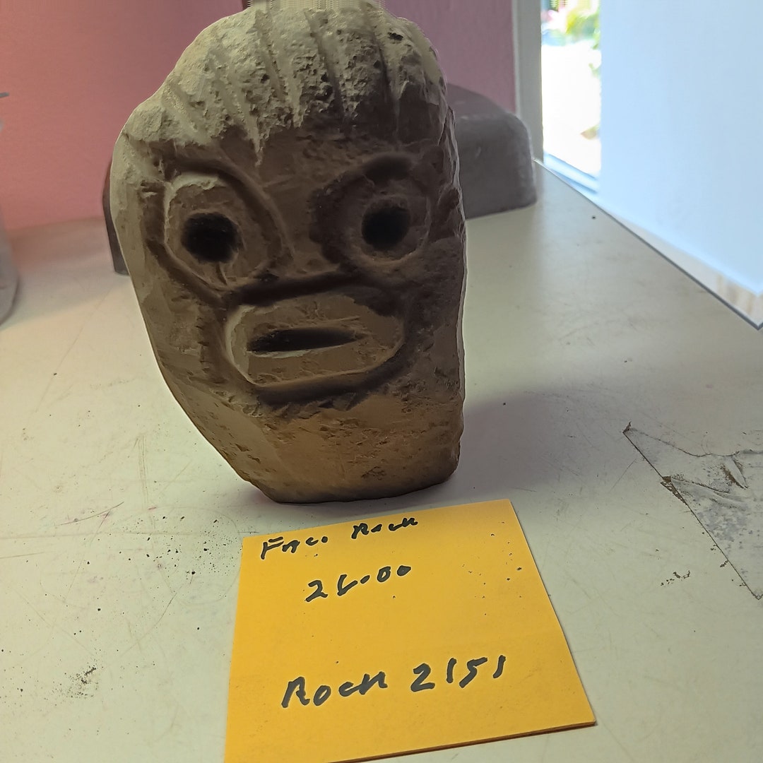 Face Rock Statue Hand Carved by the People of the Dominican Republic ...