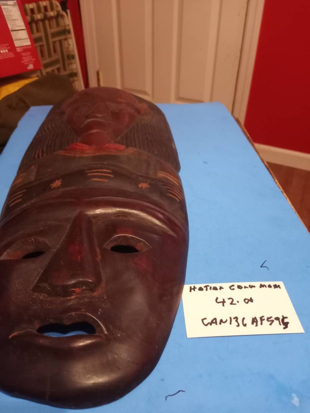 Haitian Hand Carved Wall Mask Vintage - Etsy