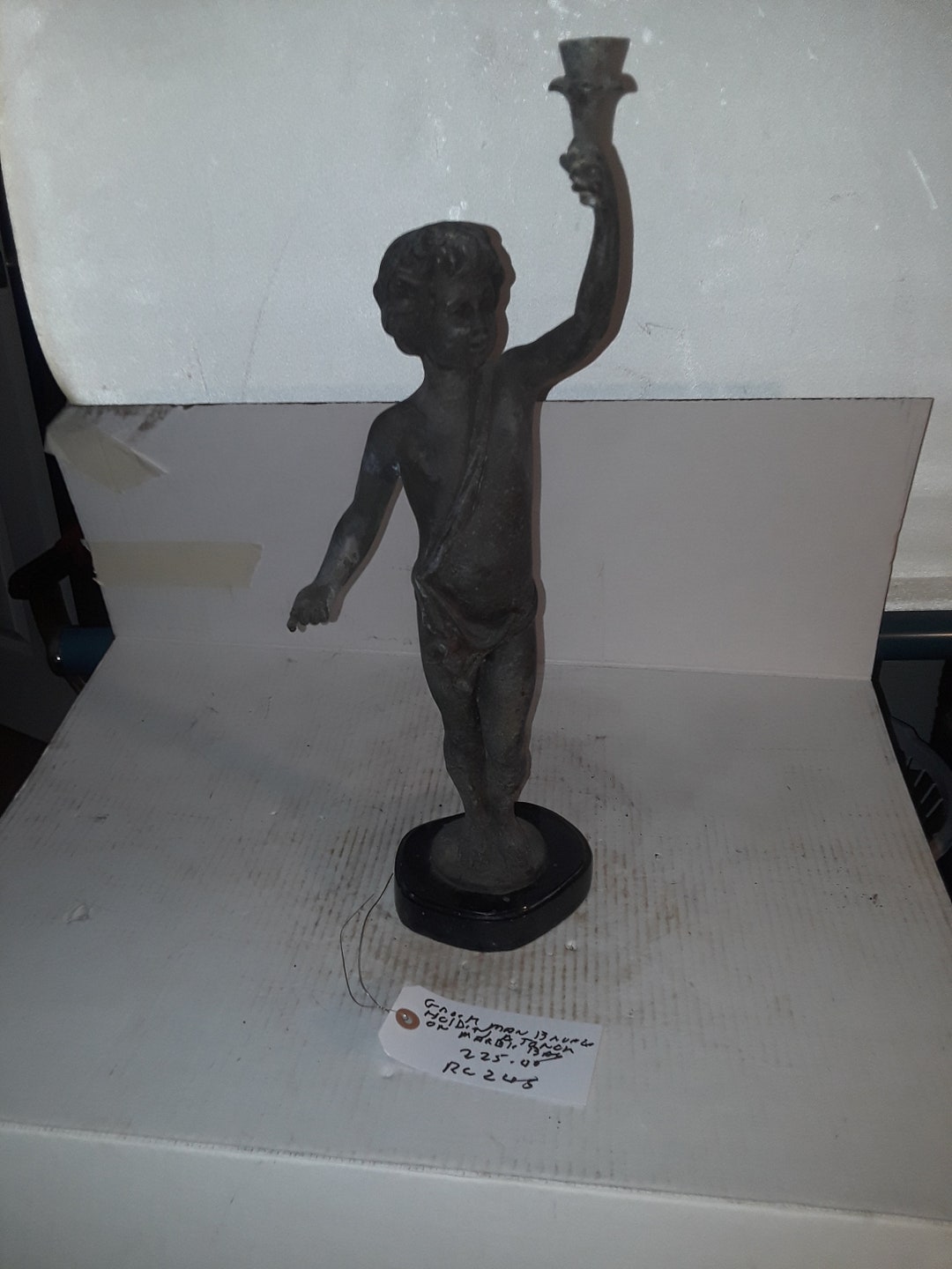 Greek Man Holding a Torch on a Marble Base Bronze - Etsy UK