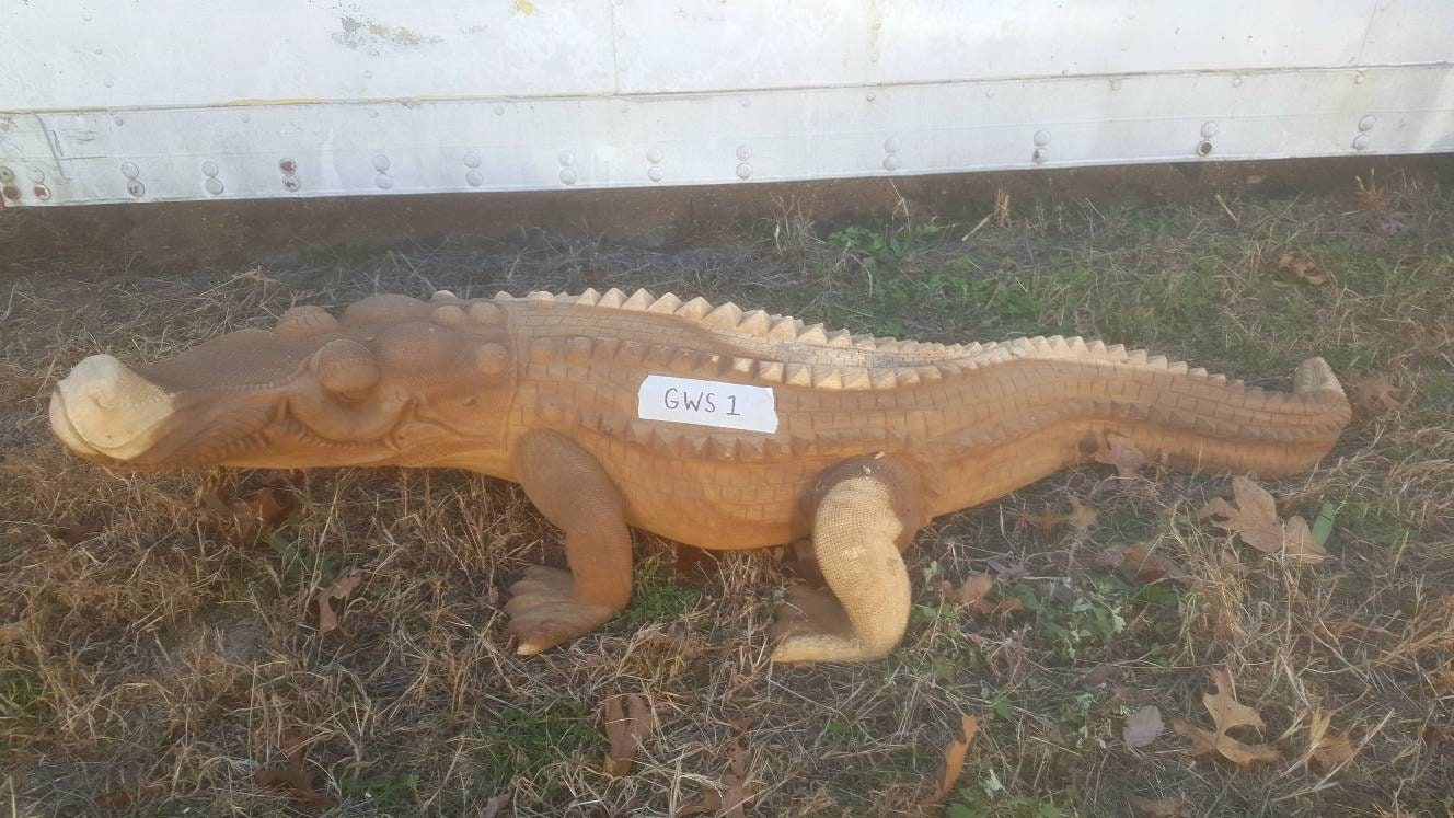 Giant Wooden Alligator Statue 5' Long | Etsy