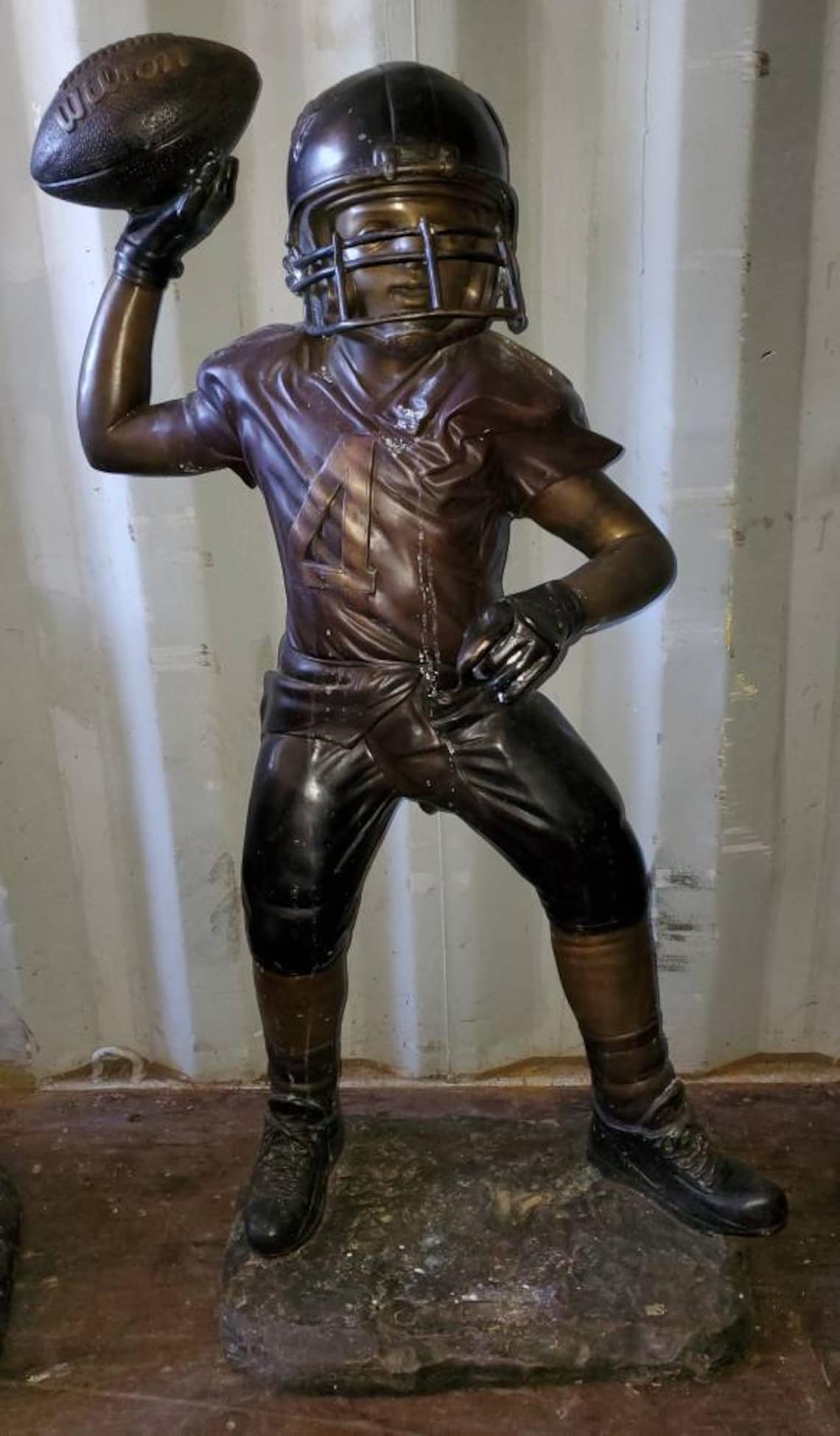 Large Bronze Football Player Boy Statue With Artists Signature - Etsy