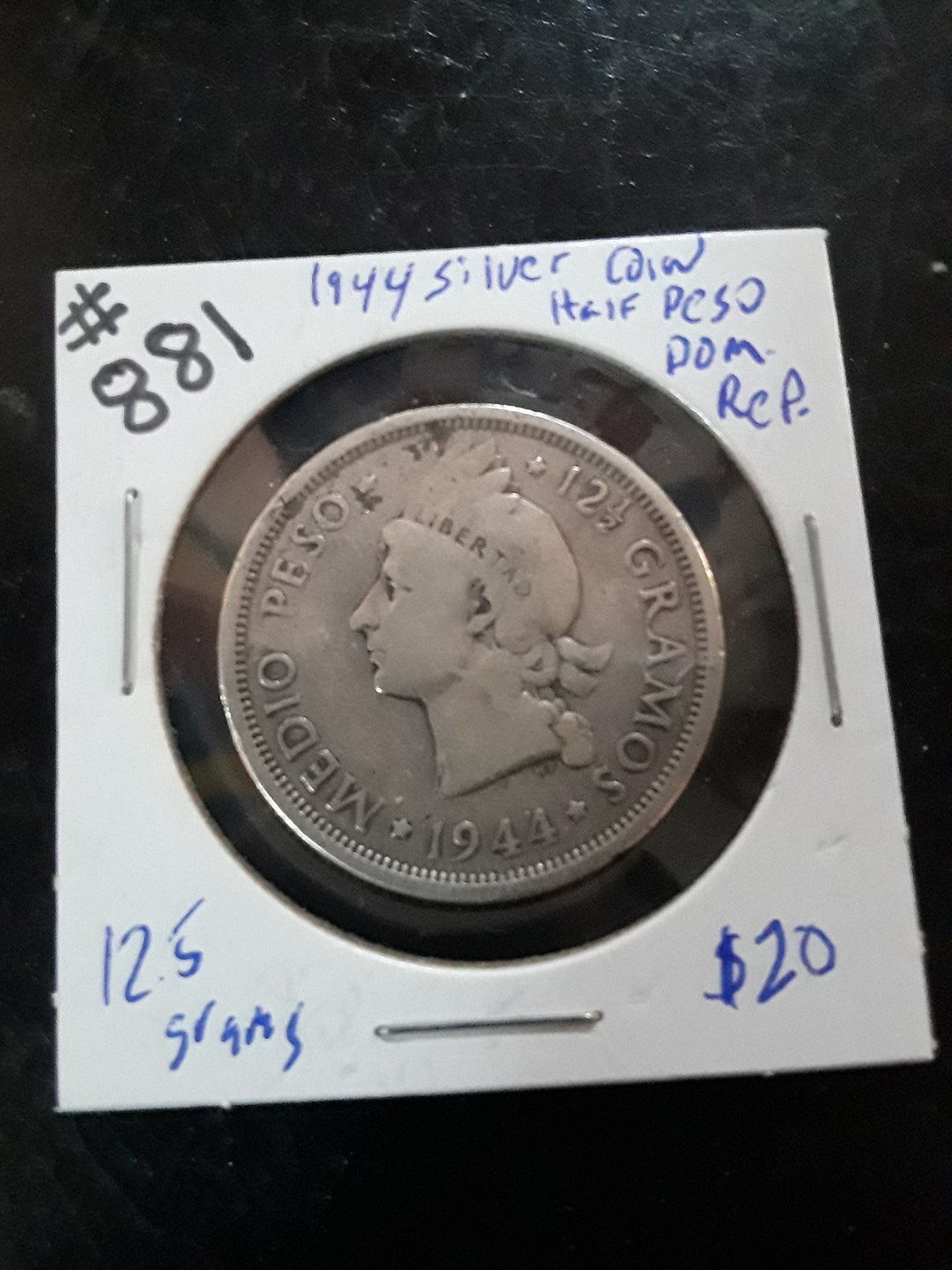 1944 Silver Coin Half Peso Dominican Republic - Etsy
