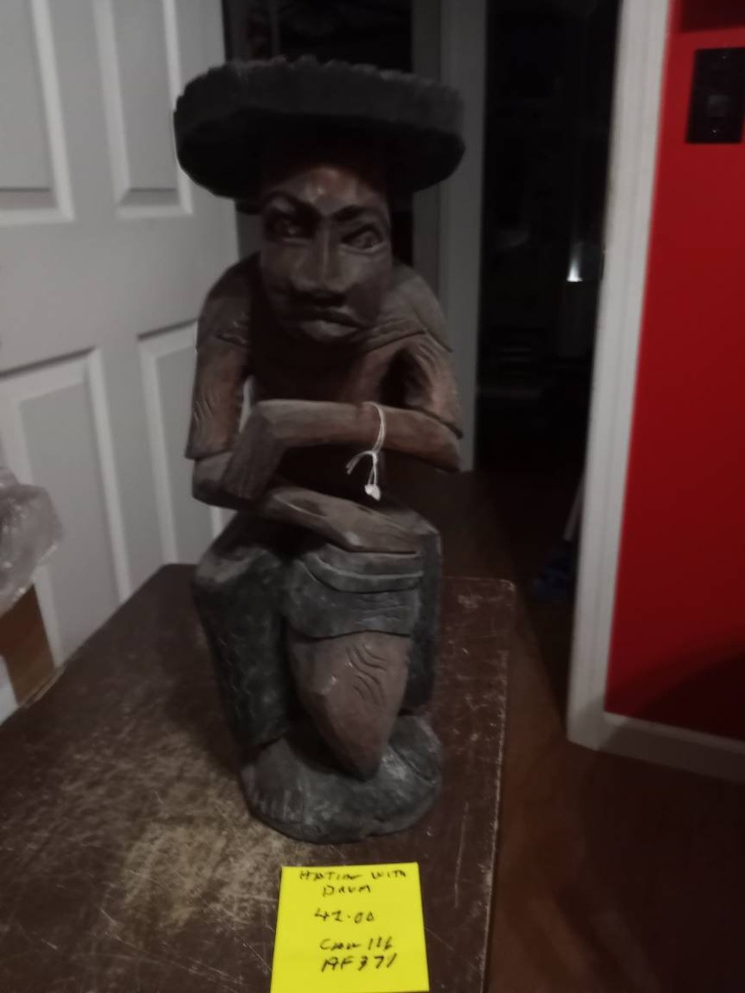 Hatian With Drum Statue Hand Carved From Haiti Vintage - Etsy