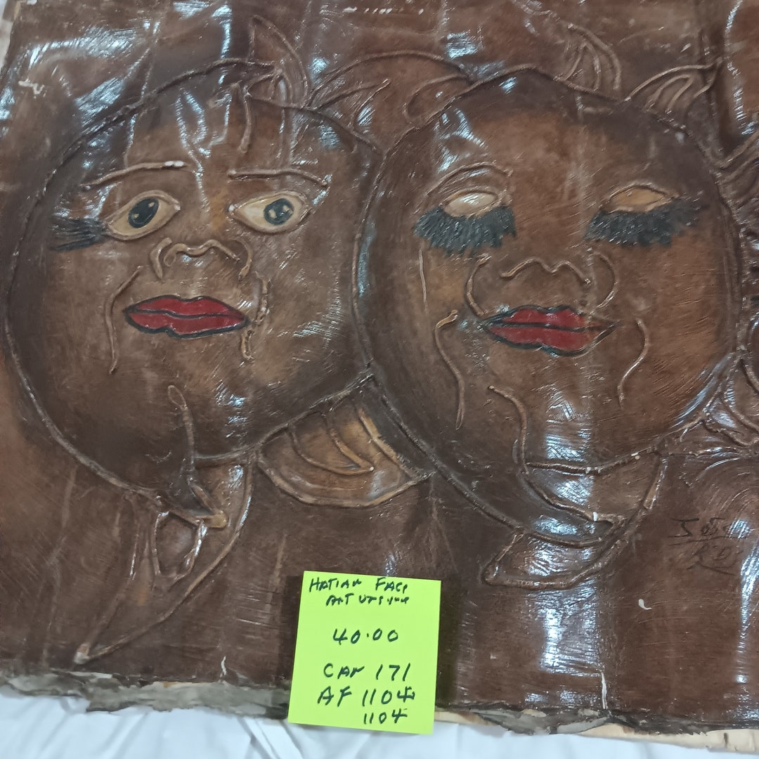 Hatian Face Art Signed Acrylic Painting Vintage Can 171 Af 1104 - Etsy