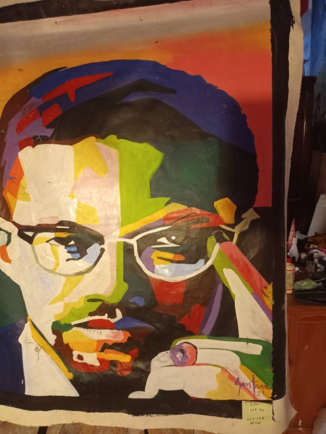 Malcolm X Acrylic Signed Painting From the Dominican Republic Artist ...