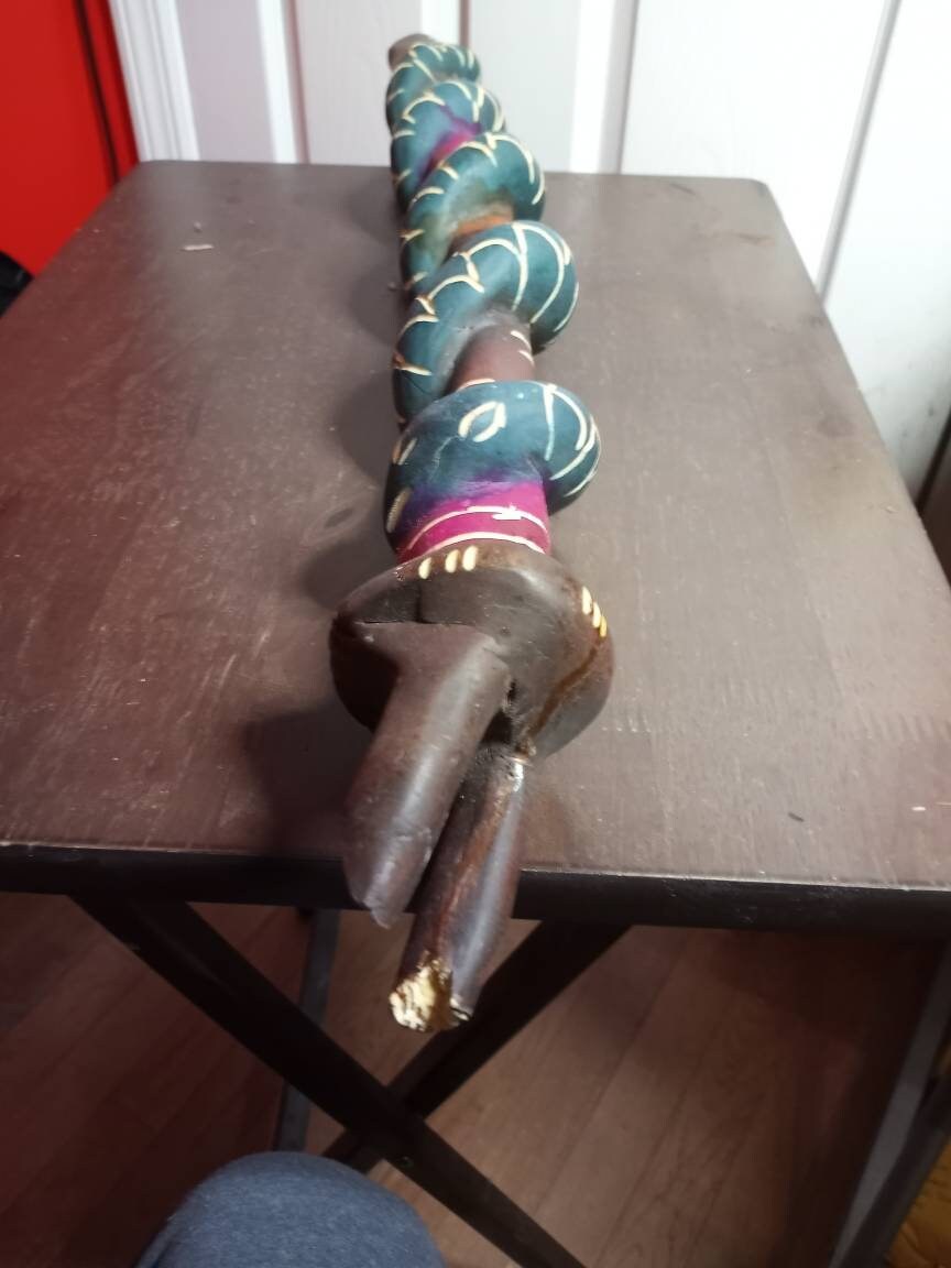 Snake around pole from Ghana needs repair sold as is | Etsy