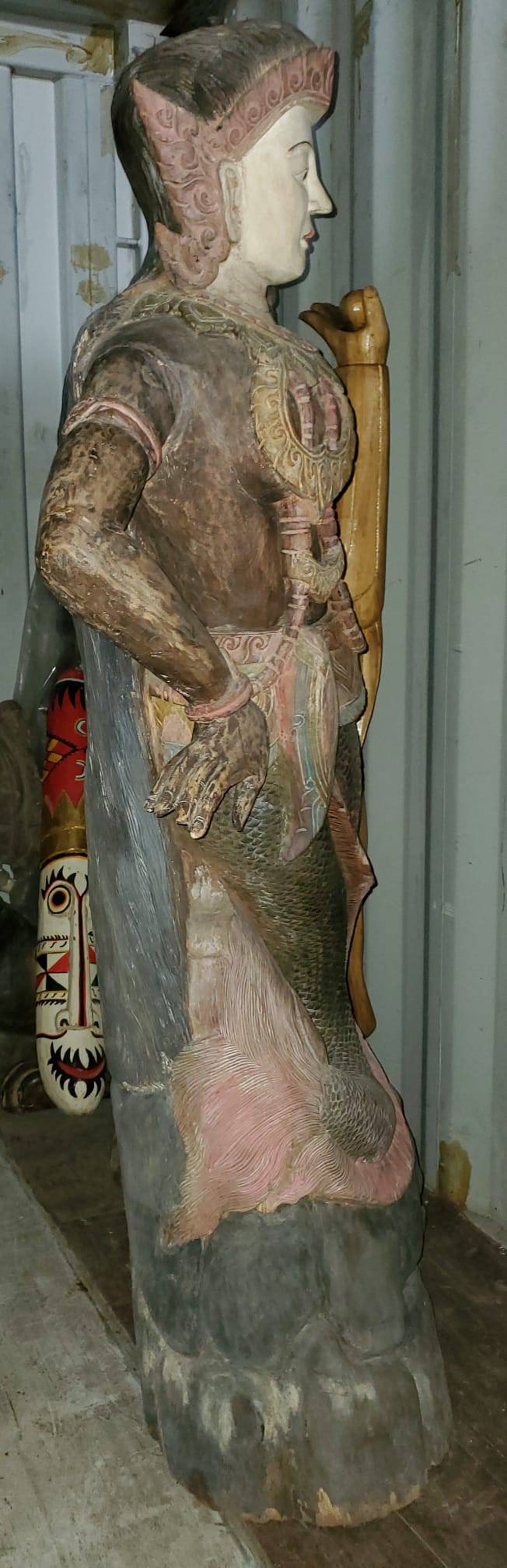 Buddha Mermaid Statue Wood Carved From a Temple in Cambodia Very Old ...