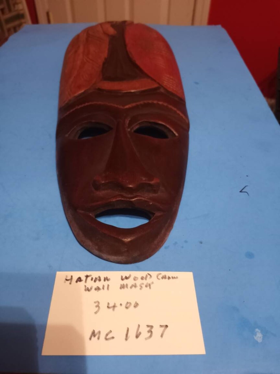 Hatian Wood Carved Wall Mask Vintage - Etsy