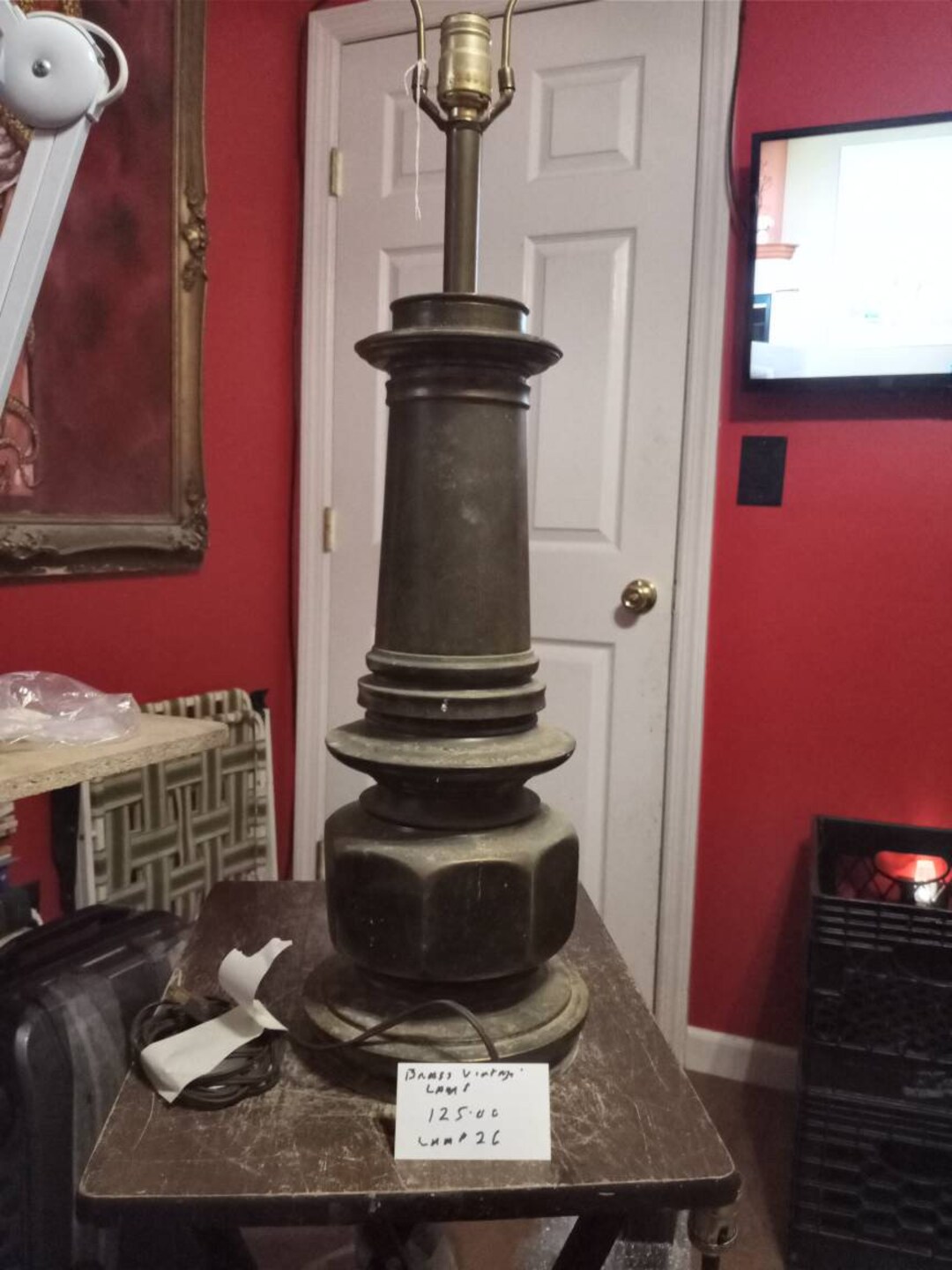 Brass Large and Heavy Table Lamp Vintage - Etsy