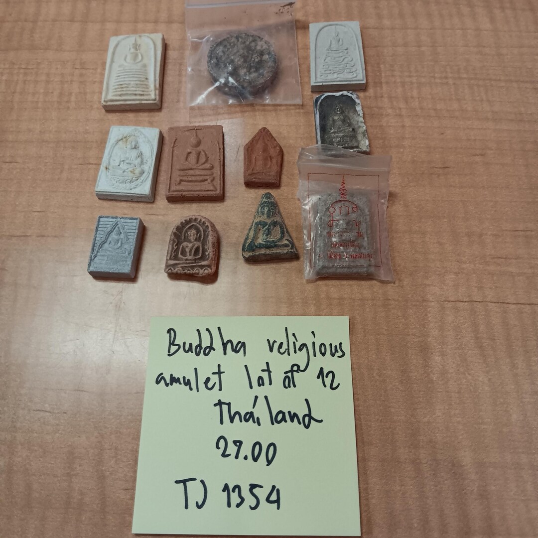 Buddha Religious Amulets Lot of Twelve Very Old From Thailand TJ 1354 ...