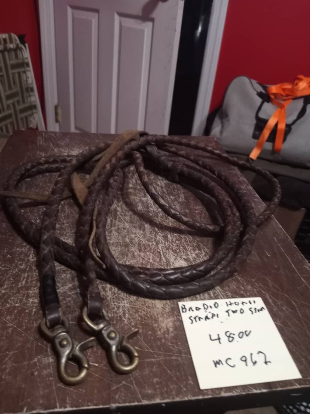 Horse Bridle Straps of Some Sort Two Braded Straps With Brass Catches ...