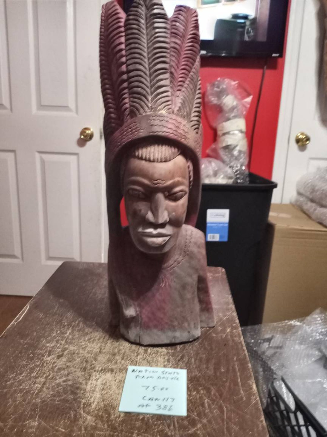 Native Statue Hand Carved From Angola Vintage - Etsy