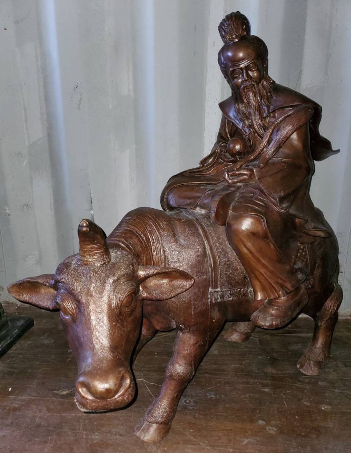 Large Bronze Samurai Riding Bull Statue 32.5 tall x | Etsy