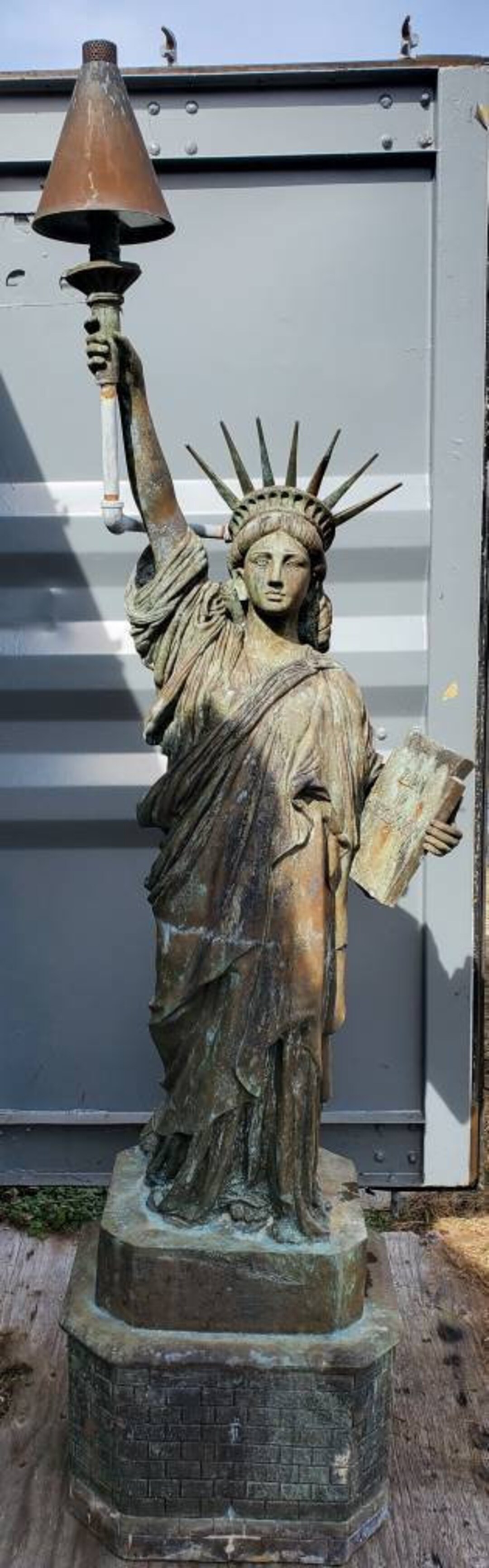 Statue of Liberty 78" Tall Bronze Statue With Gas Burner Torch Pipe ...