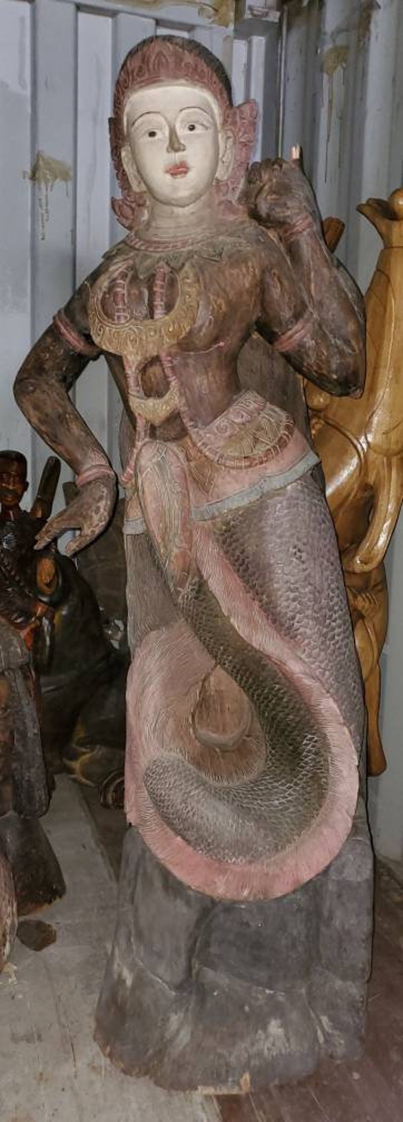 Life Size Wooden Buddha Buddhist Mermaid Statue 5' 5 - Etsy