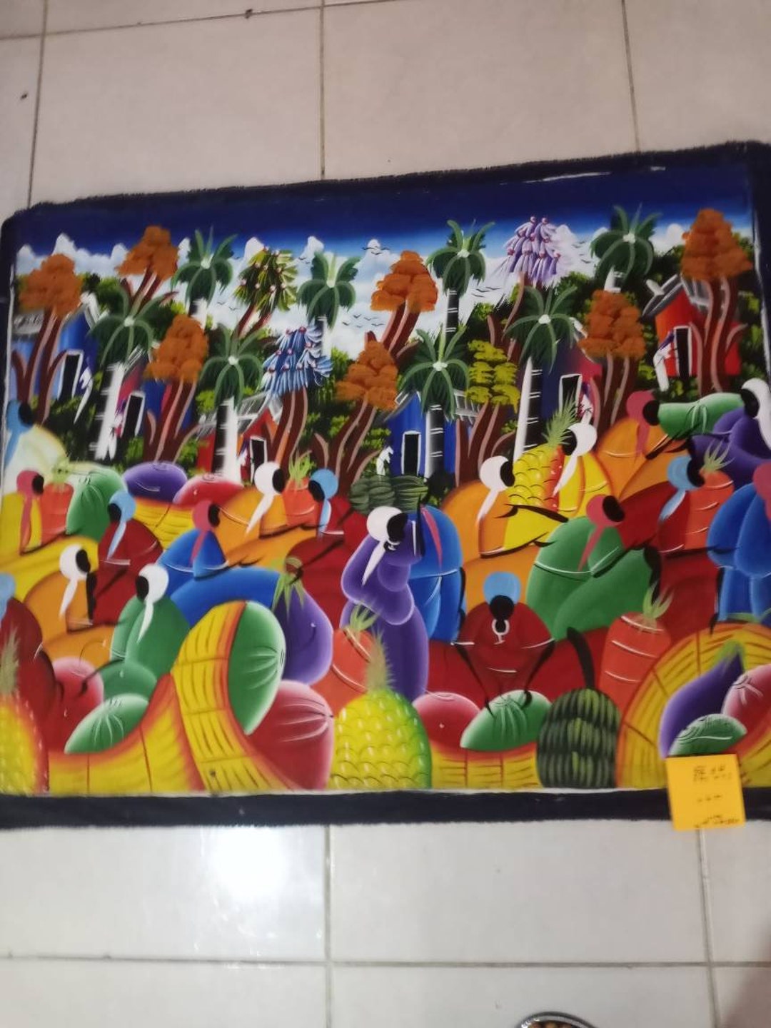 Hatians With Fruit Signed Acrylic Painting Vintage From the Dominican ...