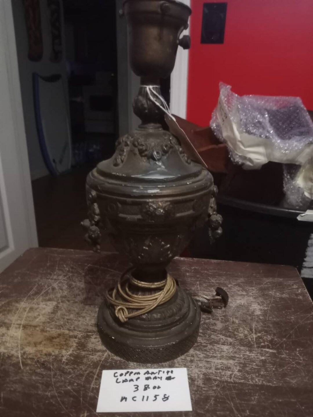 Antique Copper Looking Lamp Vintage - Etsy