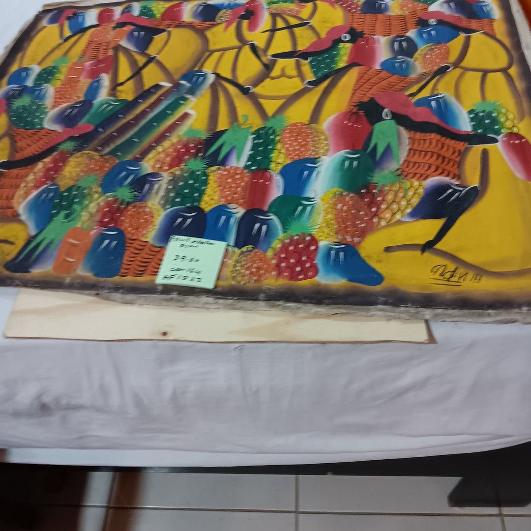 Hatians With Fruit Signed Acrylic Painting Vintage From Haiti - Etsy