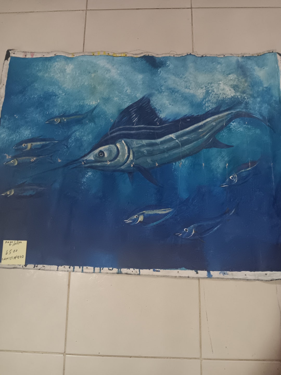 Sawed Fish Acrylic Signed Painting From the Dominican Republic Vintage ...