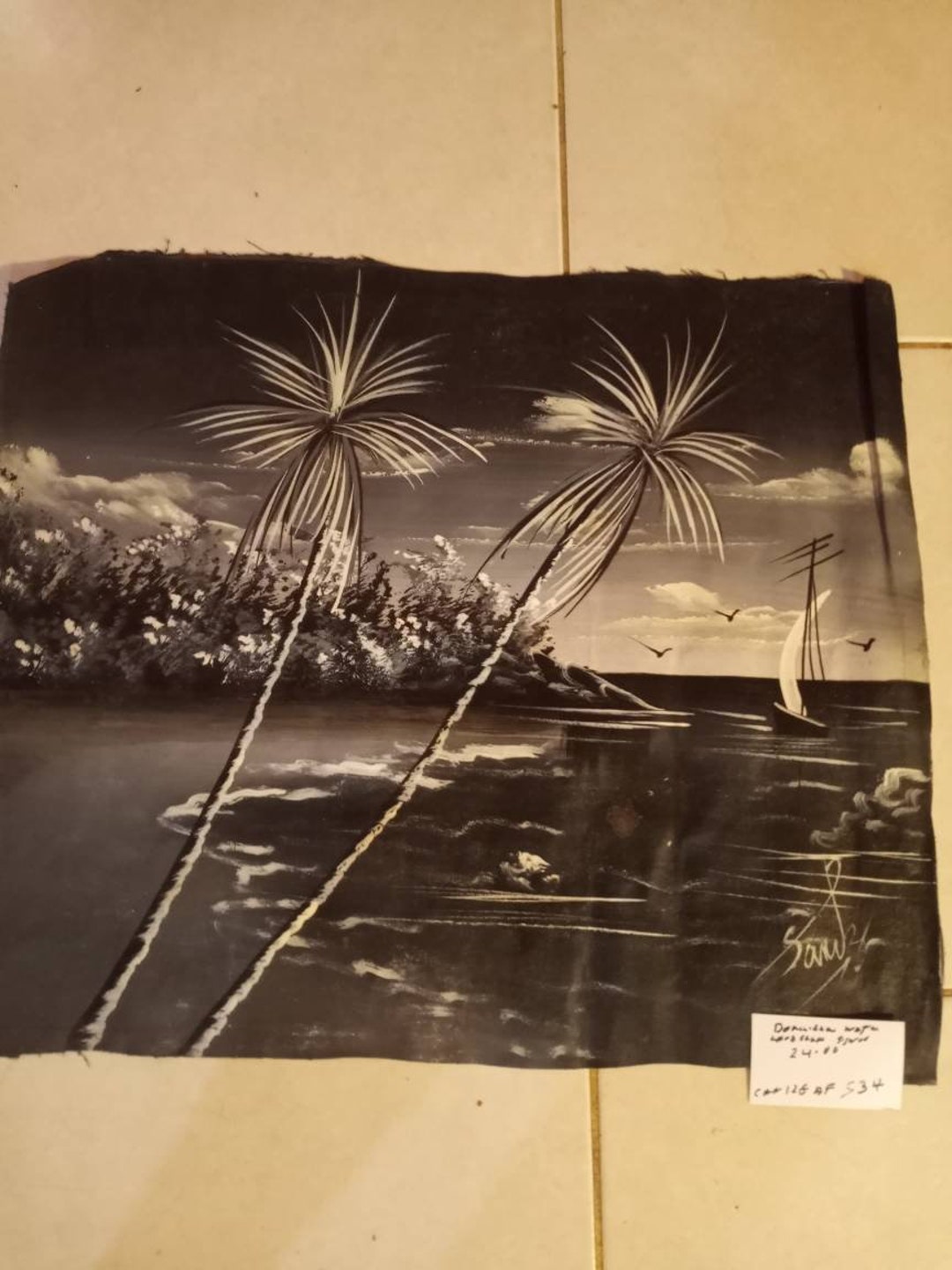 Dominican Republic Water Landscape Scene Signed Acrylic Painting From ...