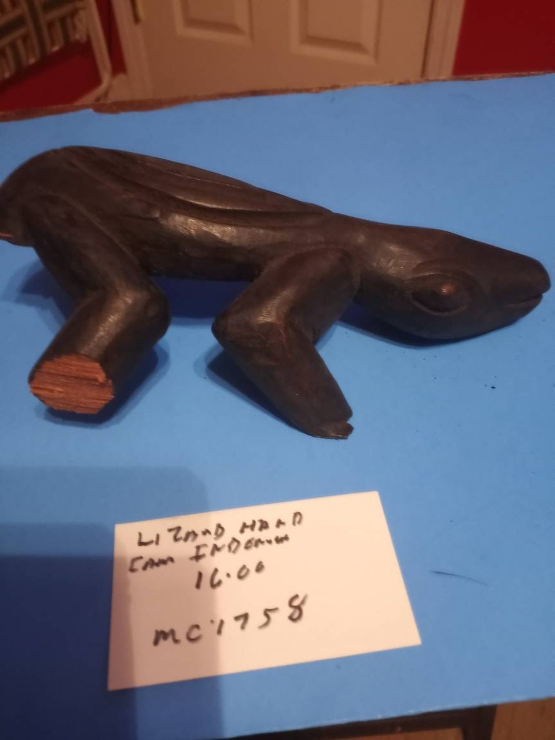 Lizard Wood Hand Carved From Indonesia Missing Legs and Tail Sold as Is ...