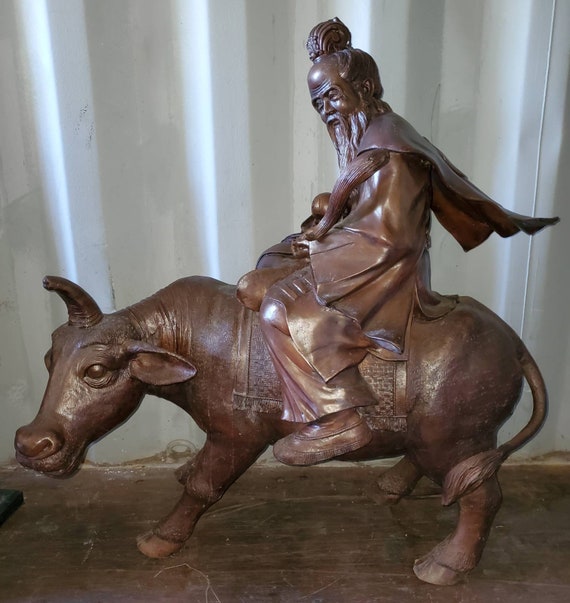 Large Bronze Samurai Riding Bull Statue 32.5 tall x | Etsy