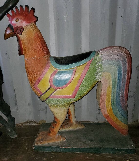 Large Wooden Rooster Statue 41.5 tall x 38 long x | Etsy