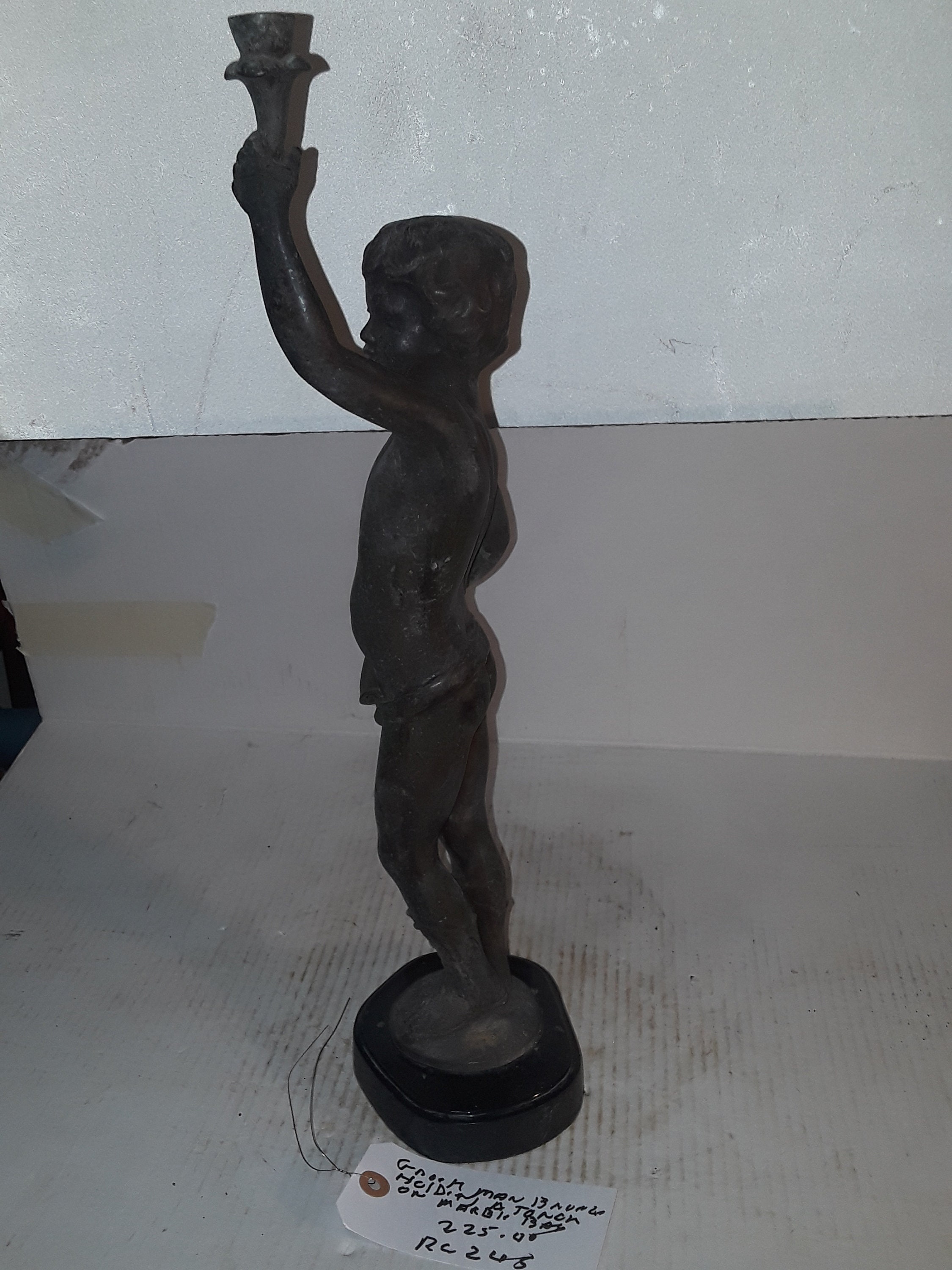 Greek Man Holding a Torch on a Marble Base Bronze - Etsy UK