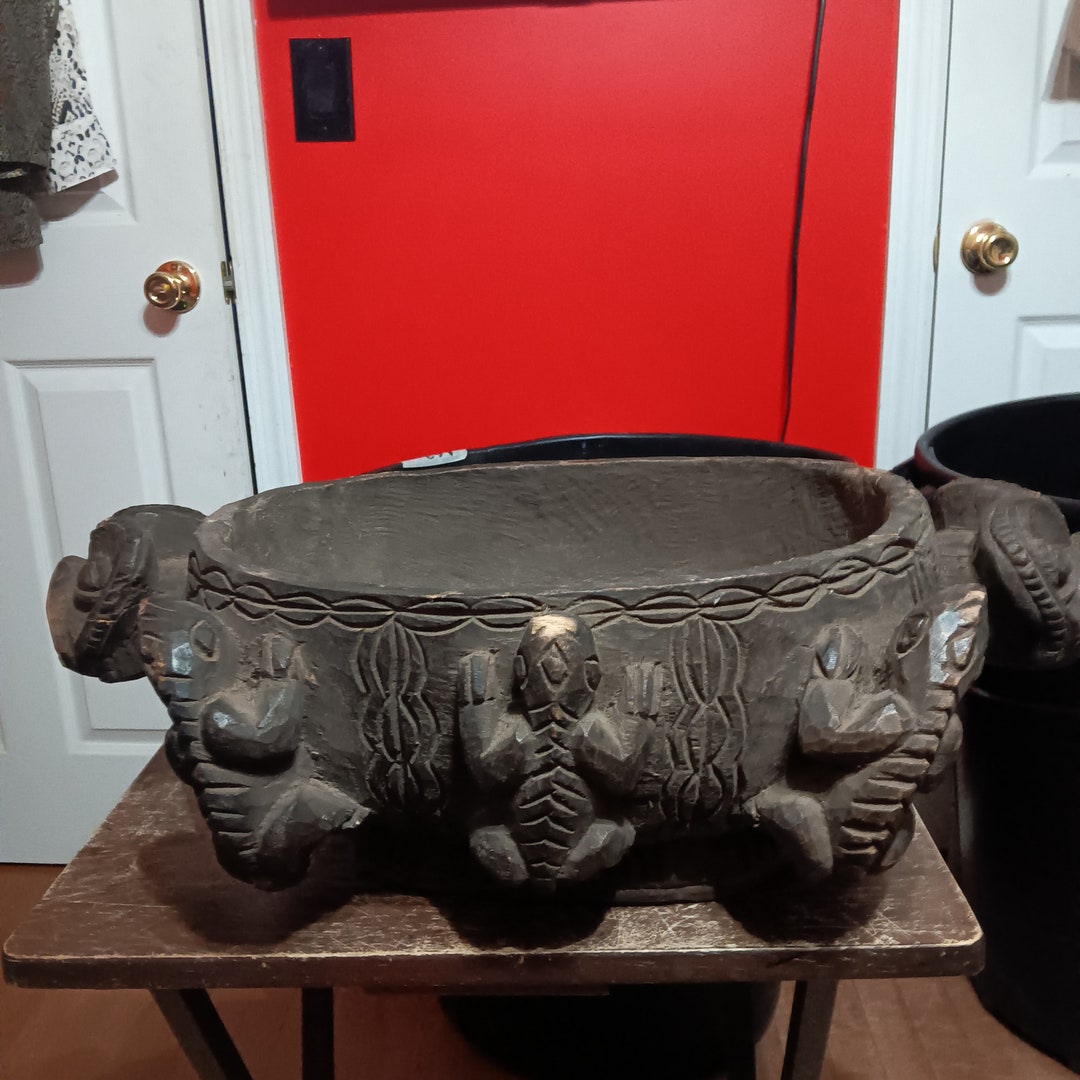 Turtle Lizard Bowl Hand Carved by the People of the Congo Very Heavy ...