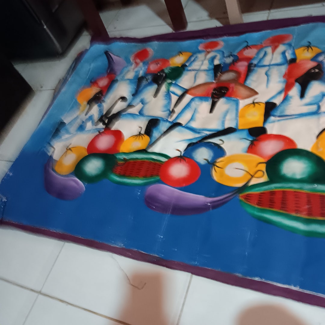 Hatians With. Fruit Large Acrylic Signed Painting From Haiti Vintage - Etsy
