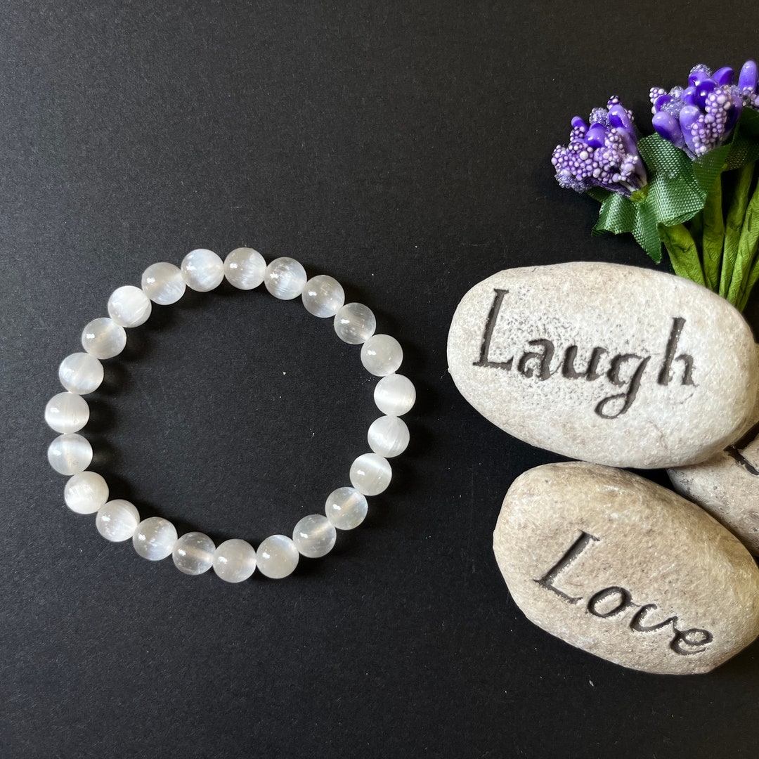 AA Authentic Selenite Crystal Bracelet Natural 8MM Selenite - Etsy