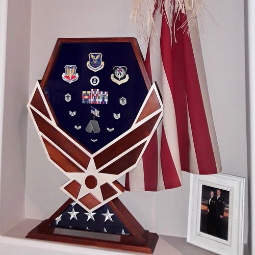 Handcrafted Air Force Shadow Box Oak & Black Walnut - Etsy