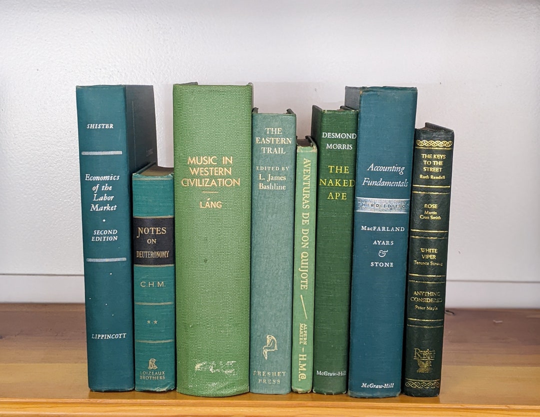 Vintage Green Books, Green Books, Vintage Books, Old Books, Decorative ...