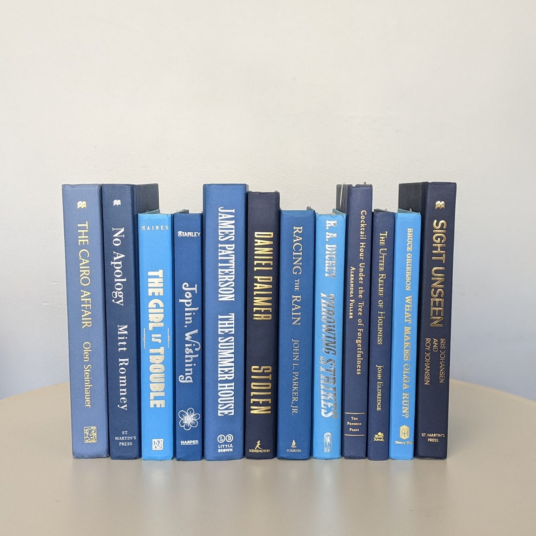 Blue Decorative Books by the Foot: Modern Book Décor - Etsy