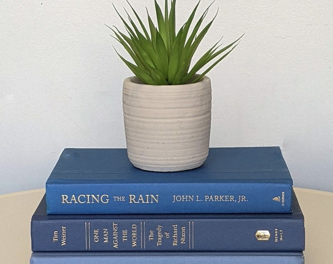 French Toile Design Book Stack, Blue and Floral Decor Books, Farmhouse ...