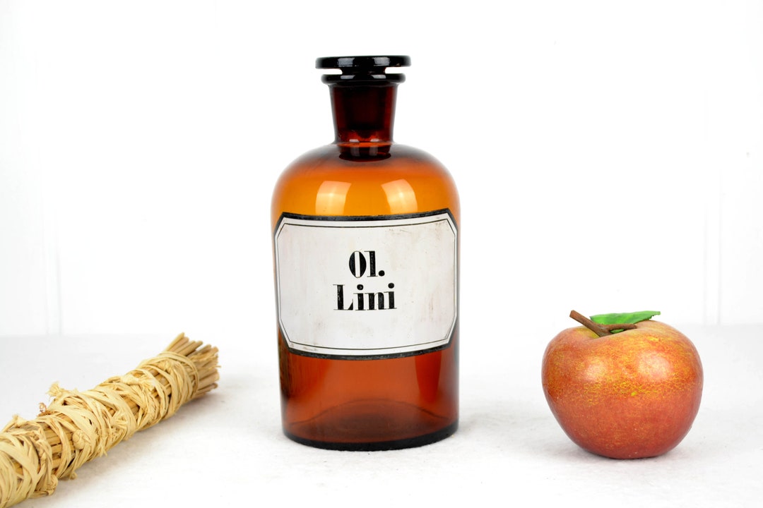 Old Apothecary Bottle, Linseed Oil, 1 Liter Glass Bottle, Pharmacy ...