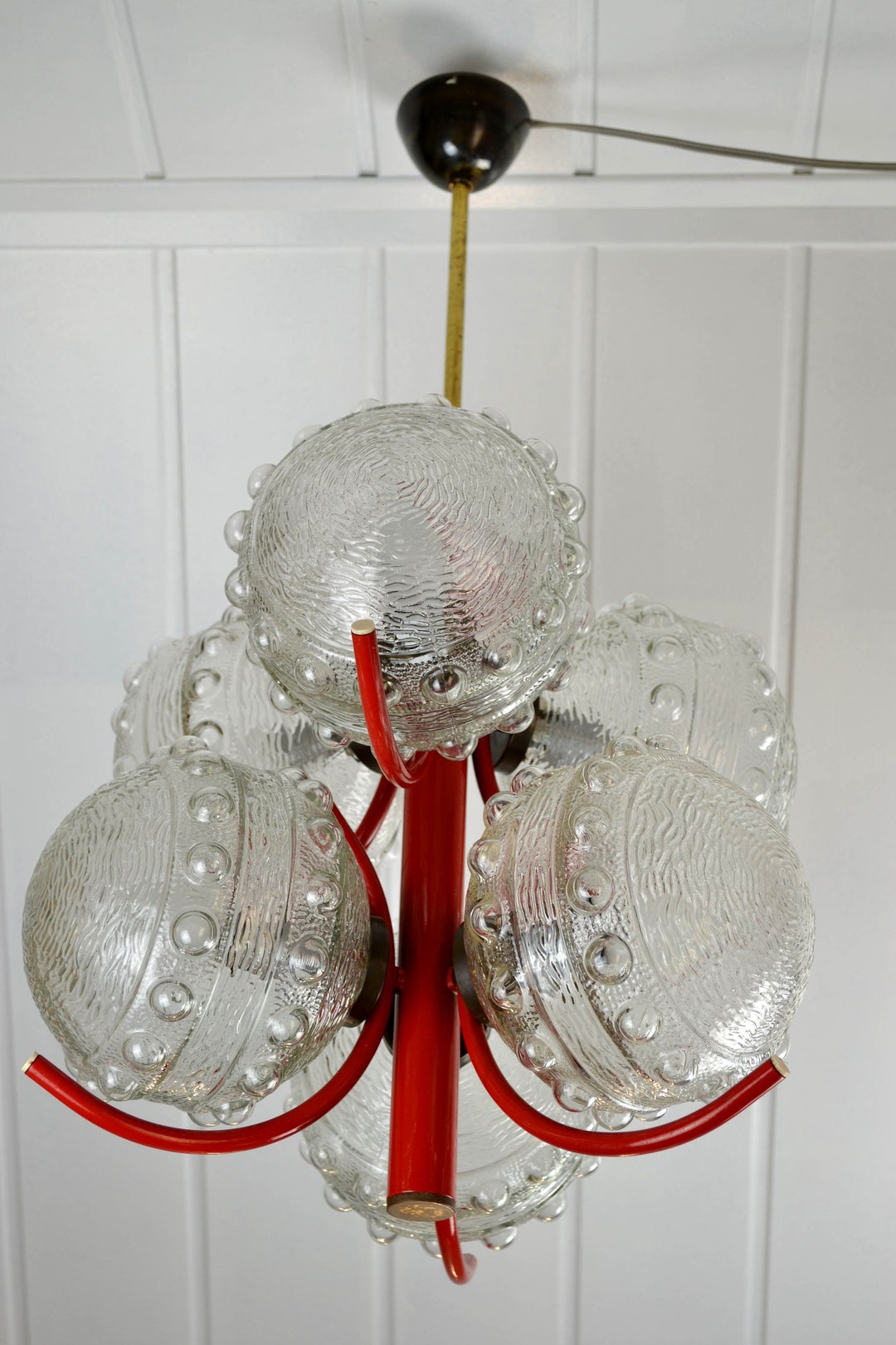 70s Bubble Lamp Space Age Design Light Vintage Glass Red Ceiling Lamp ...