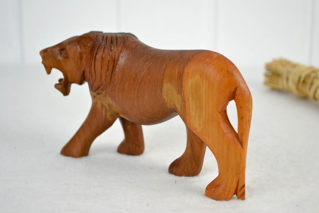 Lion Wood Figure 50s 60s Decoration Mid Century Vintage Design Wood Art ...