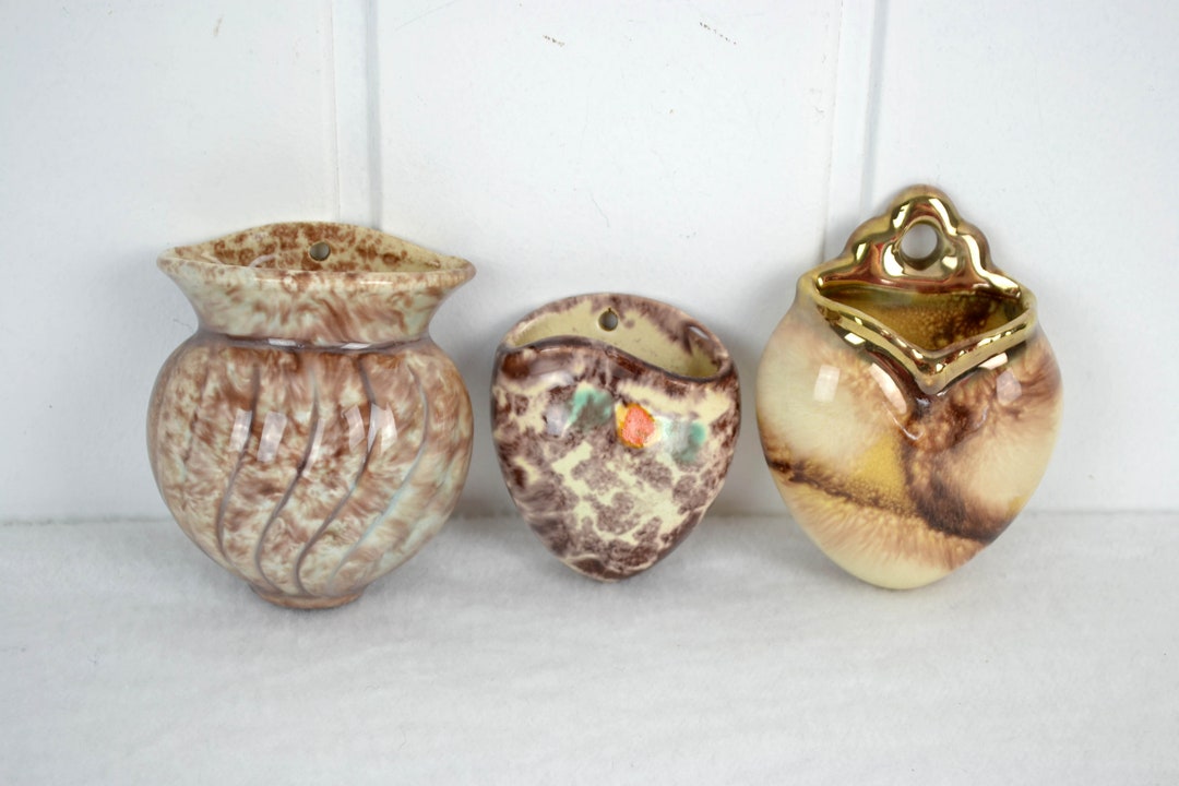 3 Wall Vases Mixed Lot Vase 50s Flower Vase Vintage Brocante Modern ...
