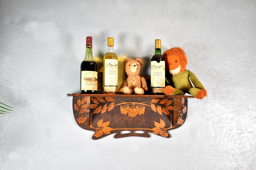 Art Nouveau Wooden Wall Shelf Around 1900 1910 With Grape Decoration ...