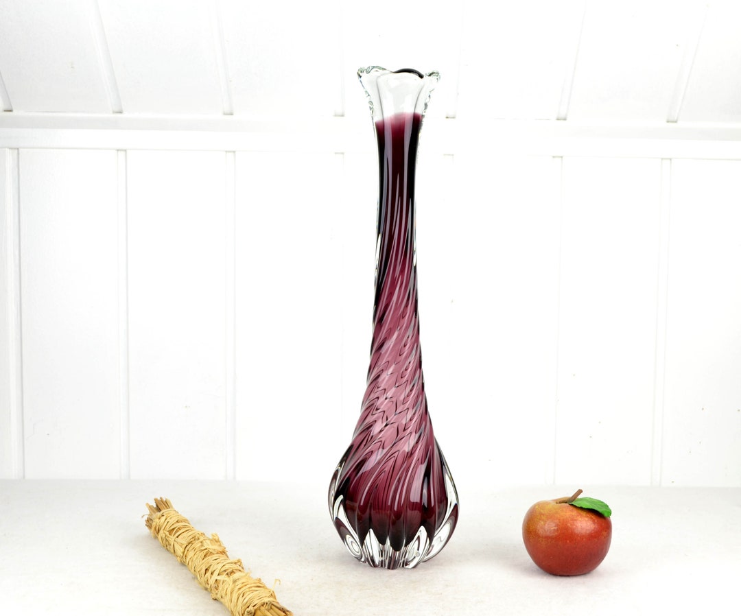 Bohemia Glass Vase Josef Hospodka Crystal Glass Studio Glass 50s Mouth ...
