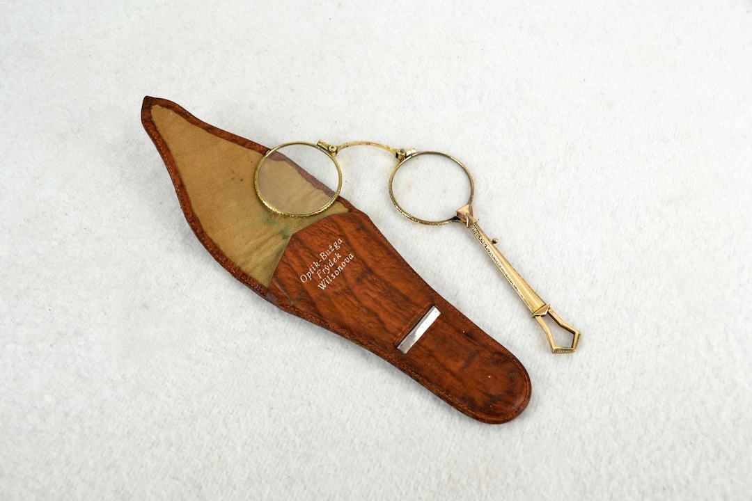 Antique Lorgnette Glasses, Gold-plated, With Leather Case, Circa 1910 ...