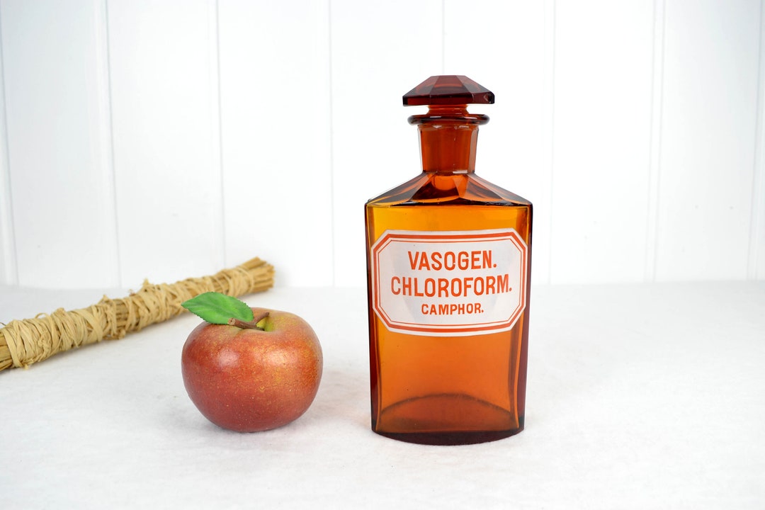 Antique Apothecary Bottle 1900 Vasogen Chloroform Enamel Glass Bottle ...