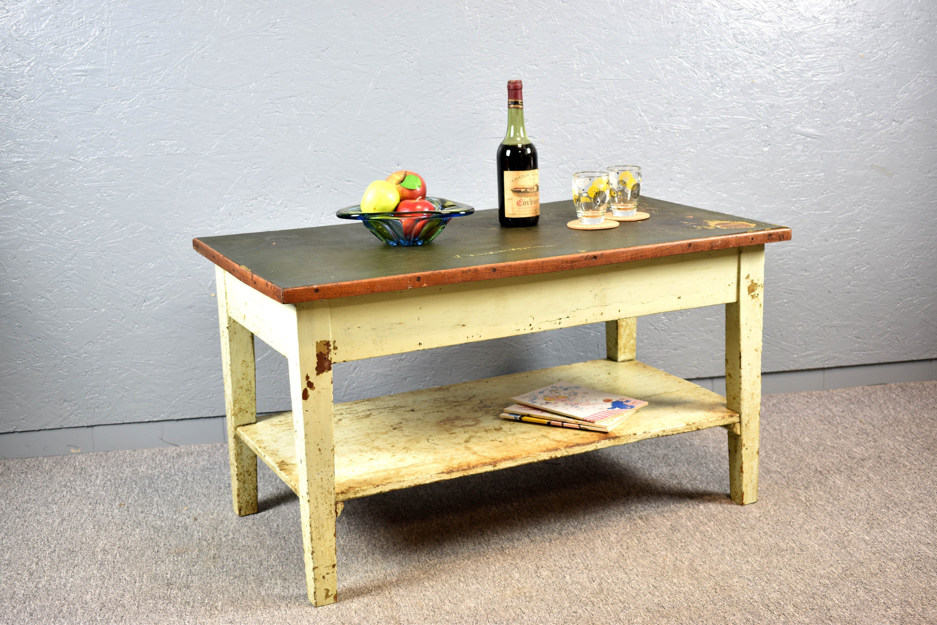 Vintage Linoleum Wood Table